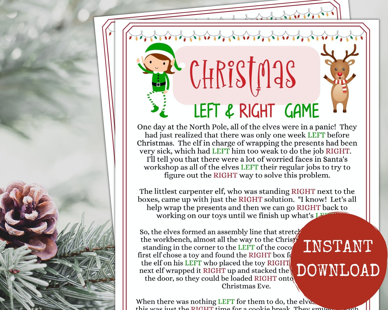 Left Right Christmas Game, Right Left Game, Christmas Pass Game, Christmas Game Groups Adults ...
