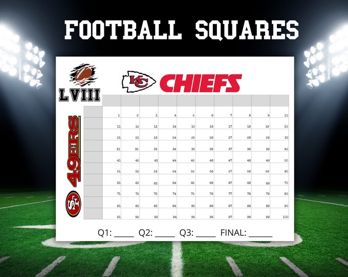 Football Squares Game, Thanksgiving Day Game Football Squares, Bowl ...