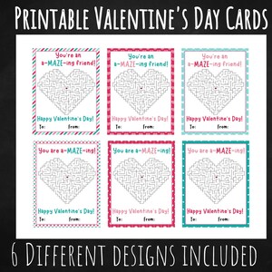 Printable Maze Valentine's Day Cards, Valentines Card for Kids, Maze ...