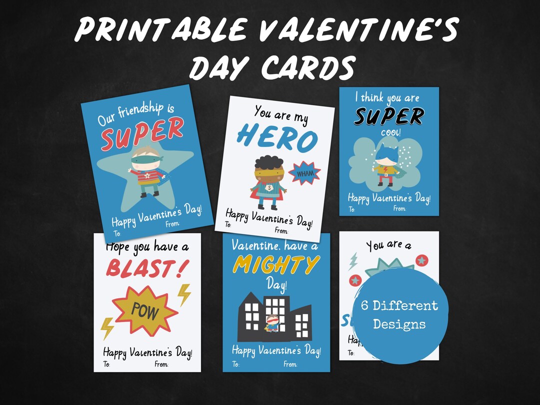Printable Super Hero Valentine's Day Cards, Valentines Card for Kids ...