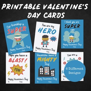 Printable Super Hero Valentine's Day Cards, Valentines Card for Kids ...