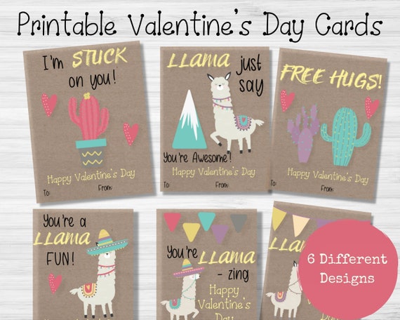 Printable Llama Valentines Day Card Valentines Card for Kids | Etsy