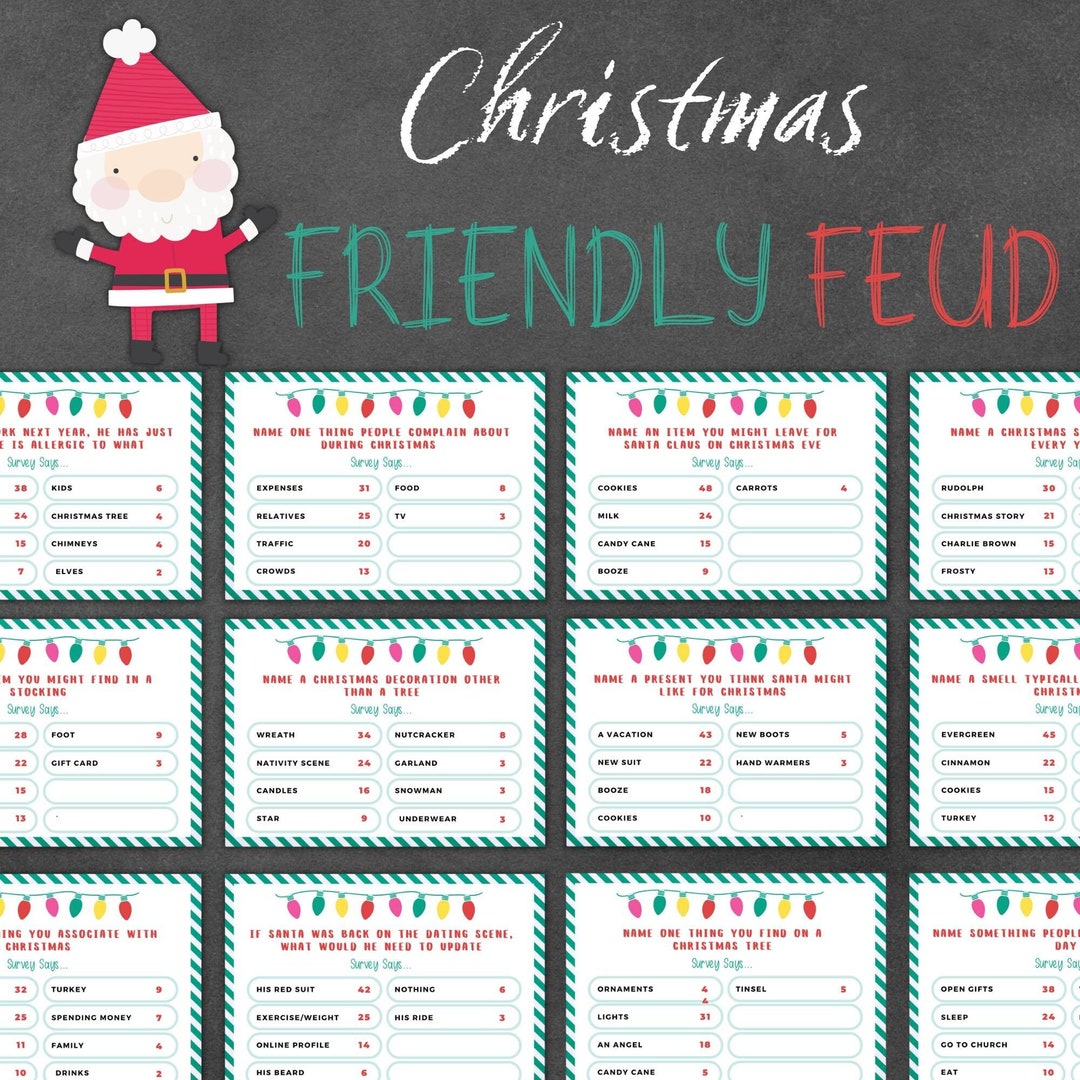 Christmas Friendly Feud Game, Family Feud Quiz, Christmas Day Family ...