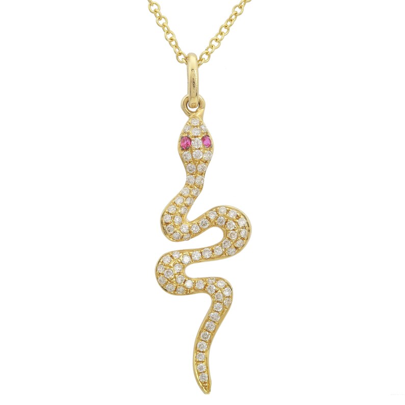 14k Yellow Gold Diamond Ruby Snake Pendant Necklace - Etsy