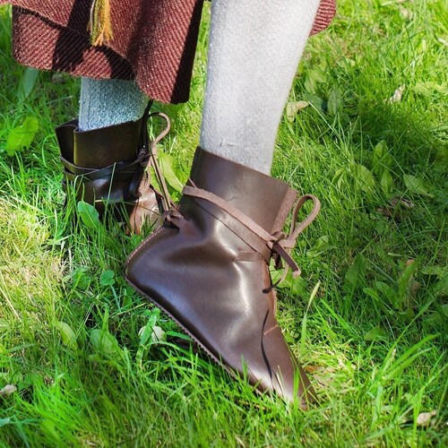 Medieval Unisex Boots Natural Leather Dark Brown Handmade - Etsy