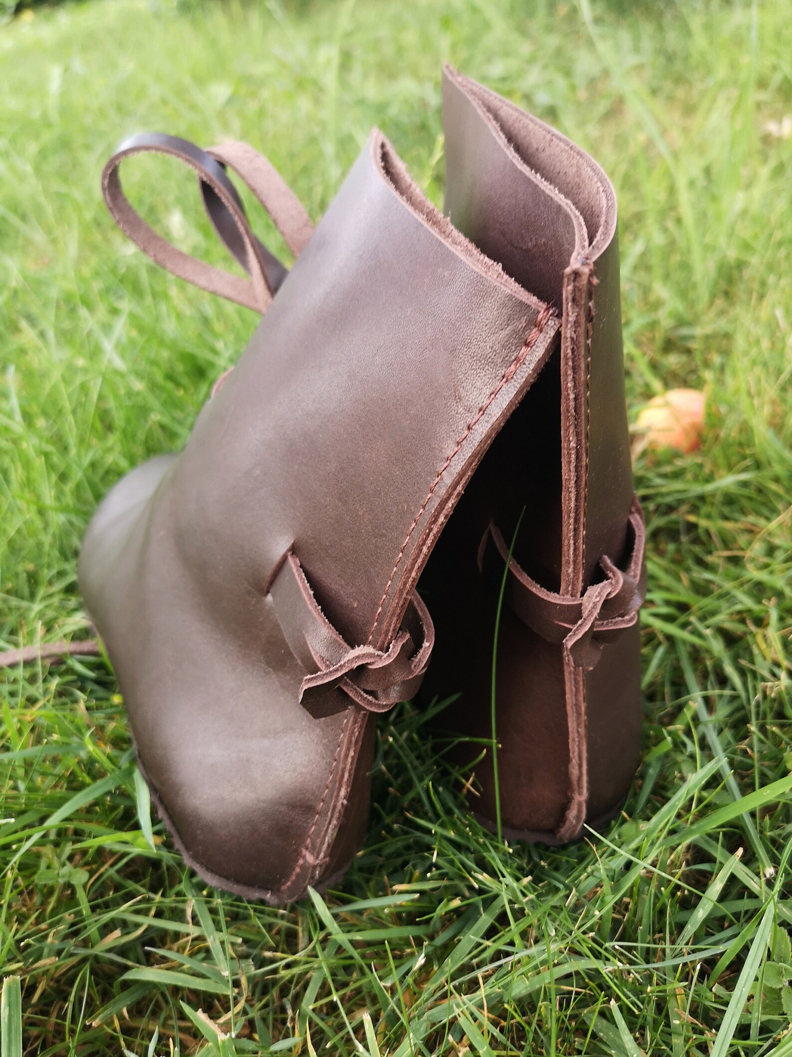 Medieval Unisex Boots Natural Leather Dark Brown Handmade | Etsy