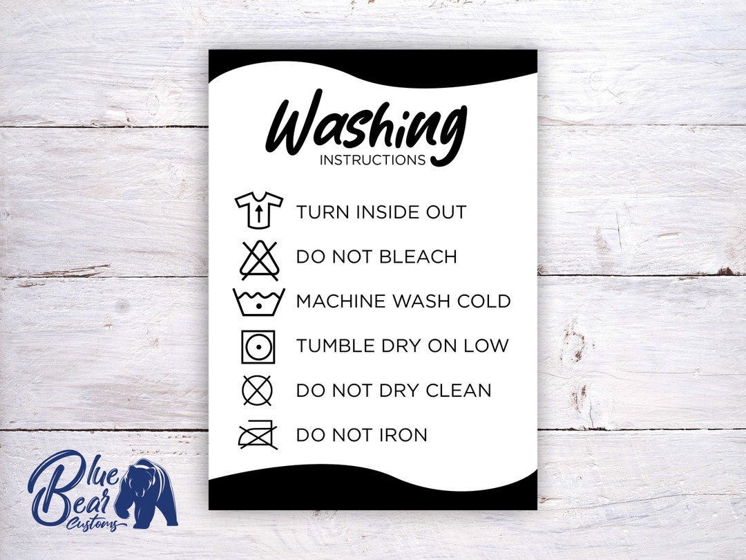 Printable Washing Instructions, Washing Care Card, Instant Download ...