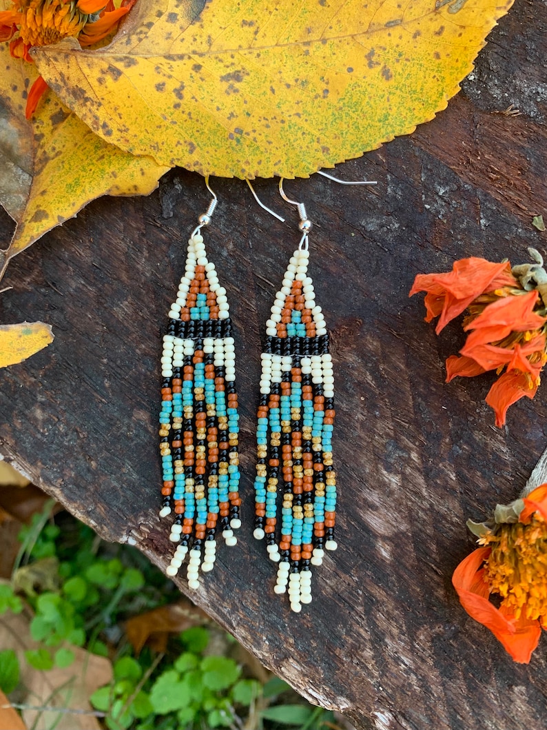 Small Turquoise and Terra Cotta Native American Fringe - Etsy