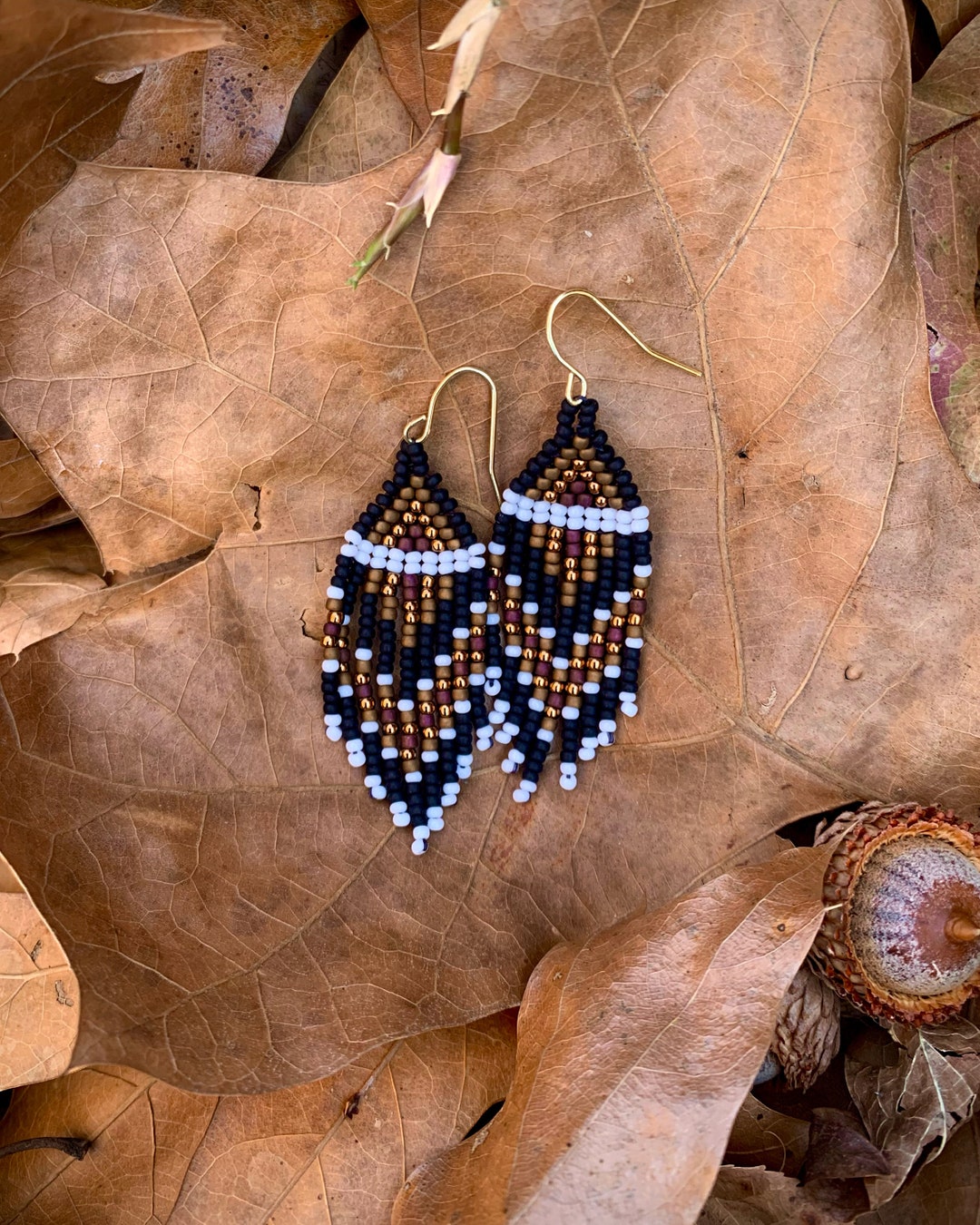 Small Earth Toned Native American Fringe Earrings - Etsy