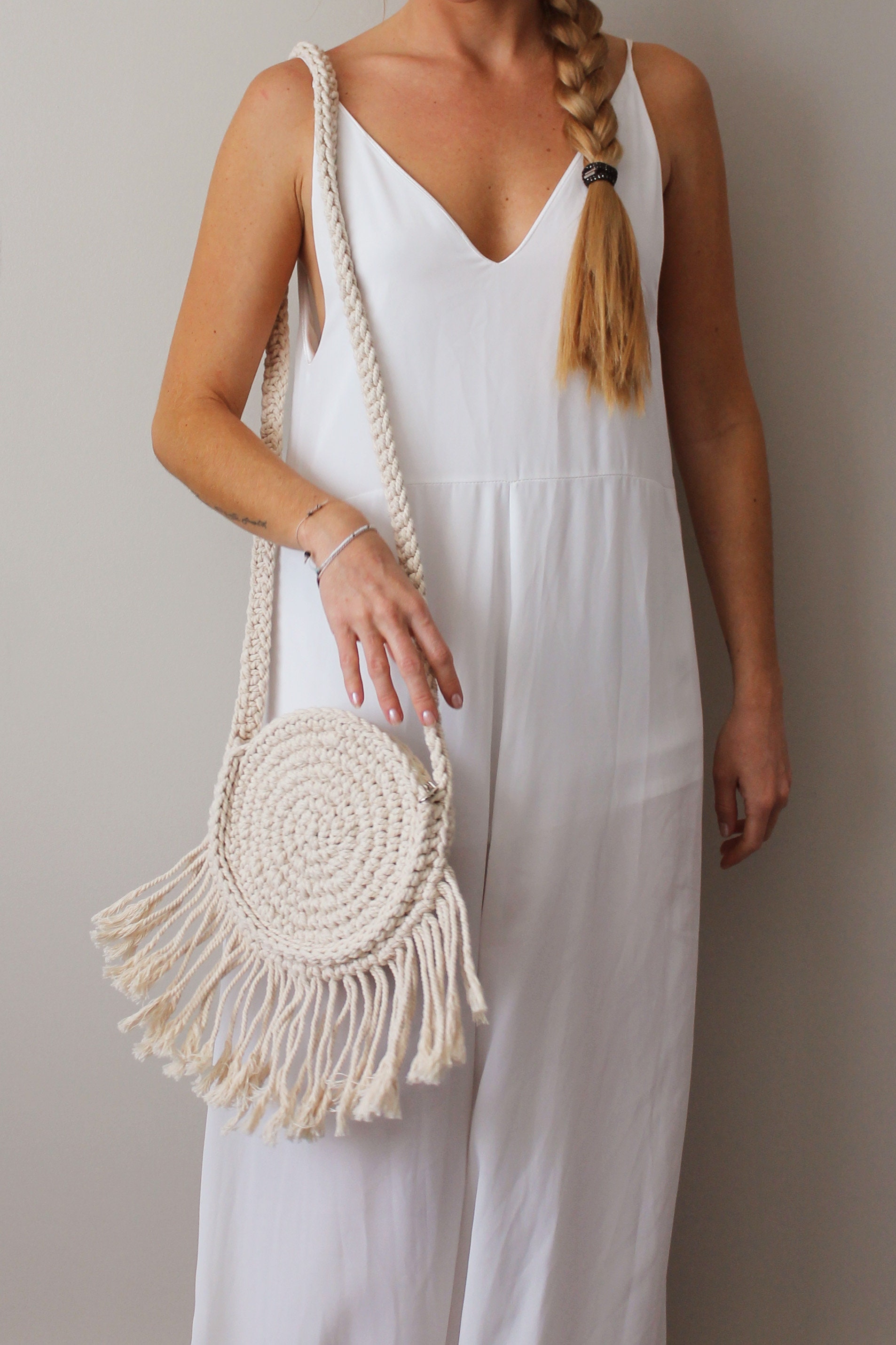 Macramé Bag, Round Bag, Handmade, Crochet Bag, Handbag, Beach Bag, Net ...