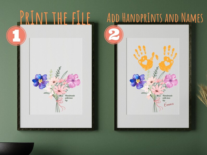 Mothers Day Handprint, Handprint Floral Bouquet Mom Mommy Grandmas ...