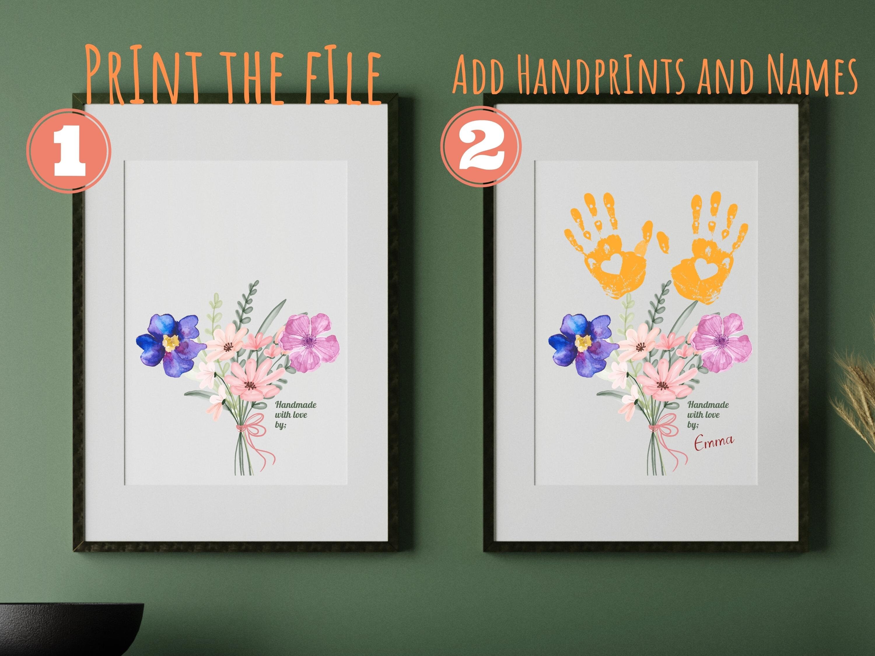 Mothers Day Handprint, Handprint Floral Bouquet Mom Mommy Grandmas ...