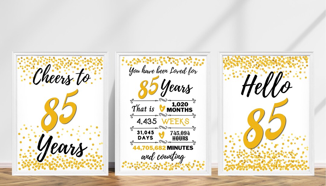85th Birthday Signs Bundle, Happy 85th Birthday Sign, Cheers to 85 ...