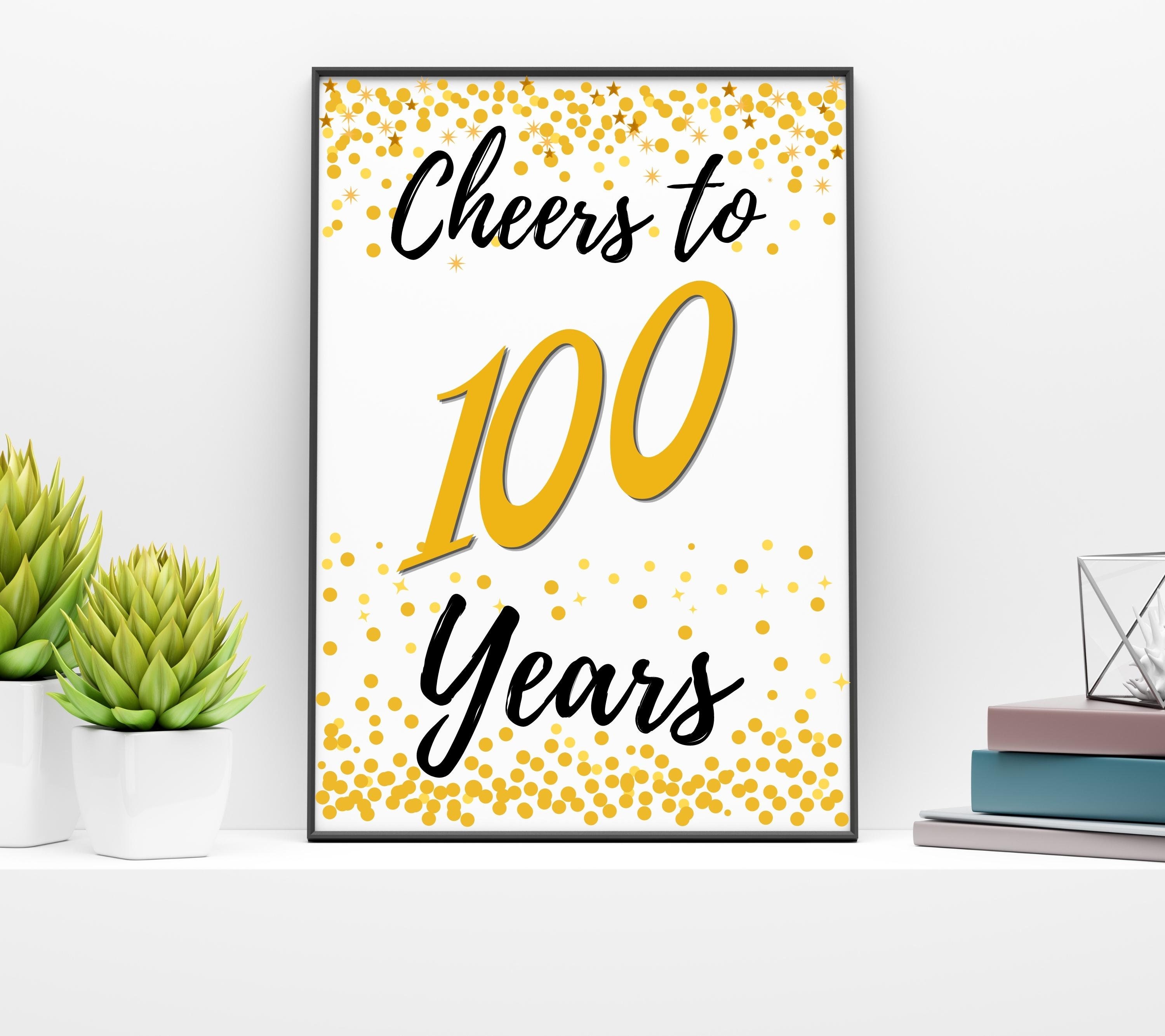 100th Birthday Signs Bundle, Happy 100th Birthday Sign, Cheers to 100 ...