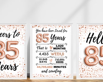 85th Birthday Signs Bundle, Happy 85th Birthday Sign, Cheers to 85 ...