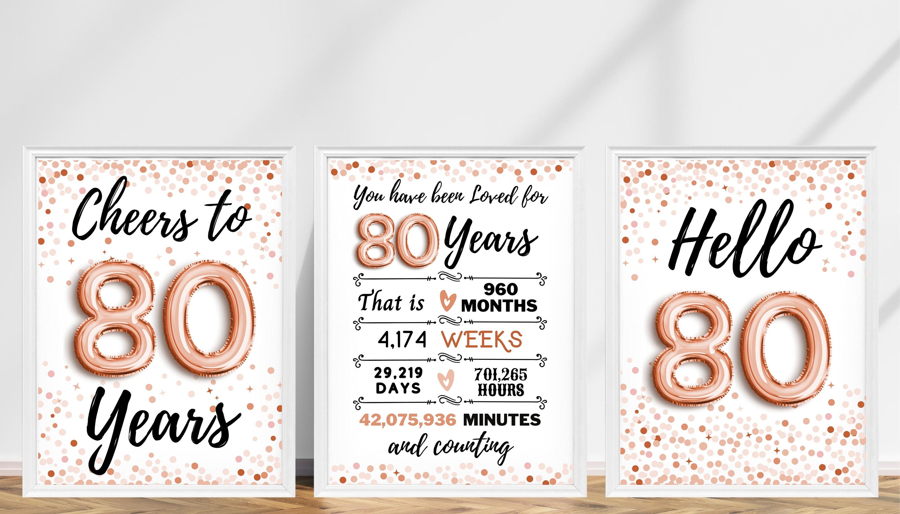 80th Birthday Sign Rose Gold 80th Birthday Sign Cheers to 80 - Etsy