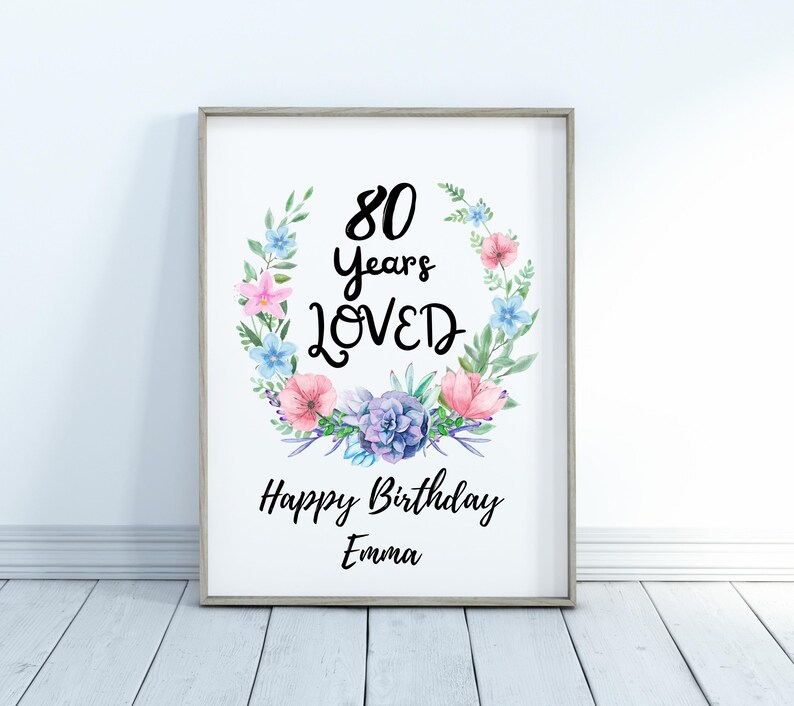 80th Birthday Decorations Sign, 80 Years Loved Sign, Custom Birthday ...
