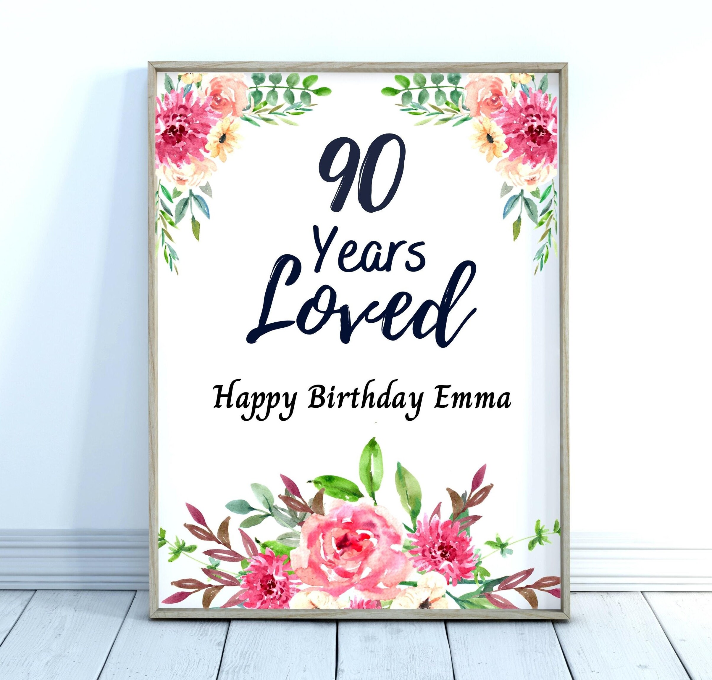 90 Years Loved Banner, Personalized 90 Years Loved Sign, 90th Birthday ...