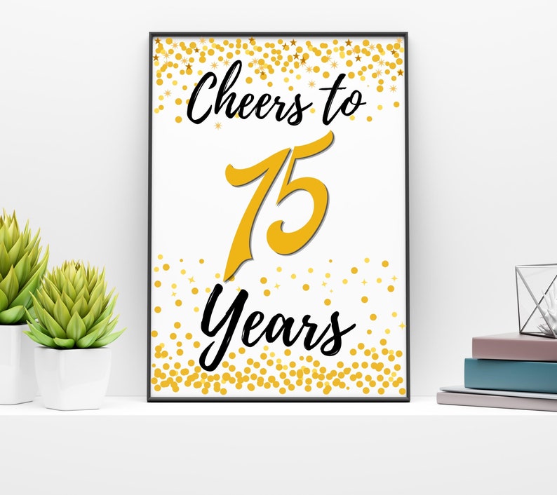 75th Birthday Signs Bundle, Happy 75th Birthday Sign, Cheers to 75 ...