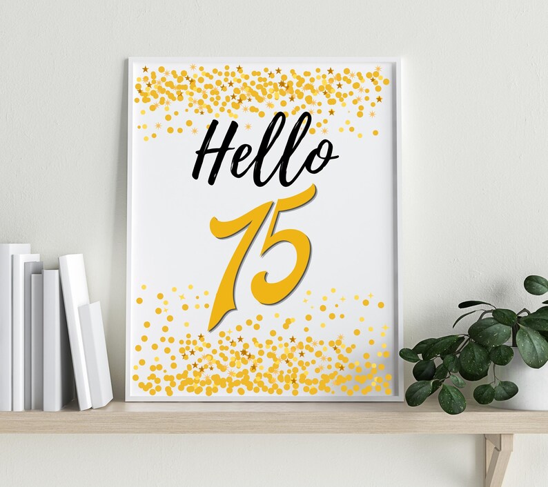 75th Birthday Signs Bundle, Happy 75th Birthday Sign, Cheers to 75 ...