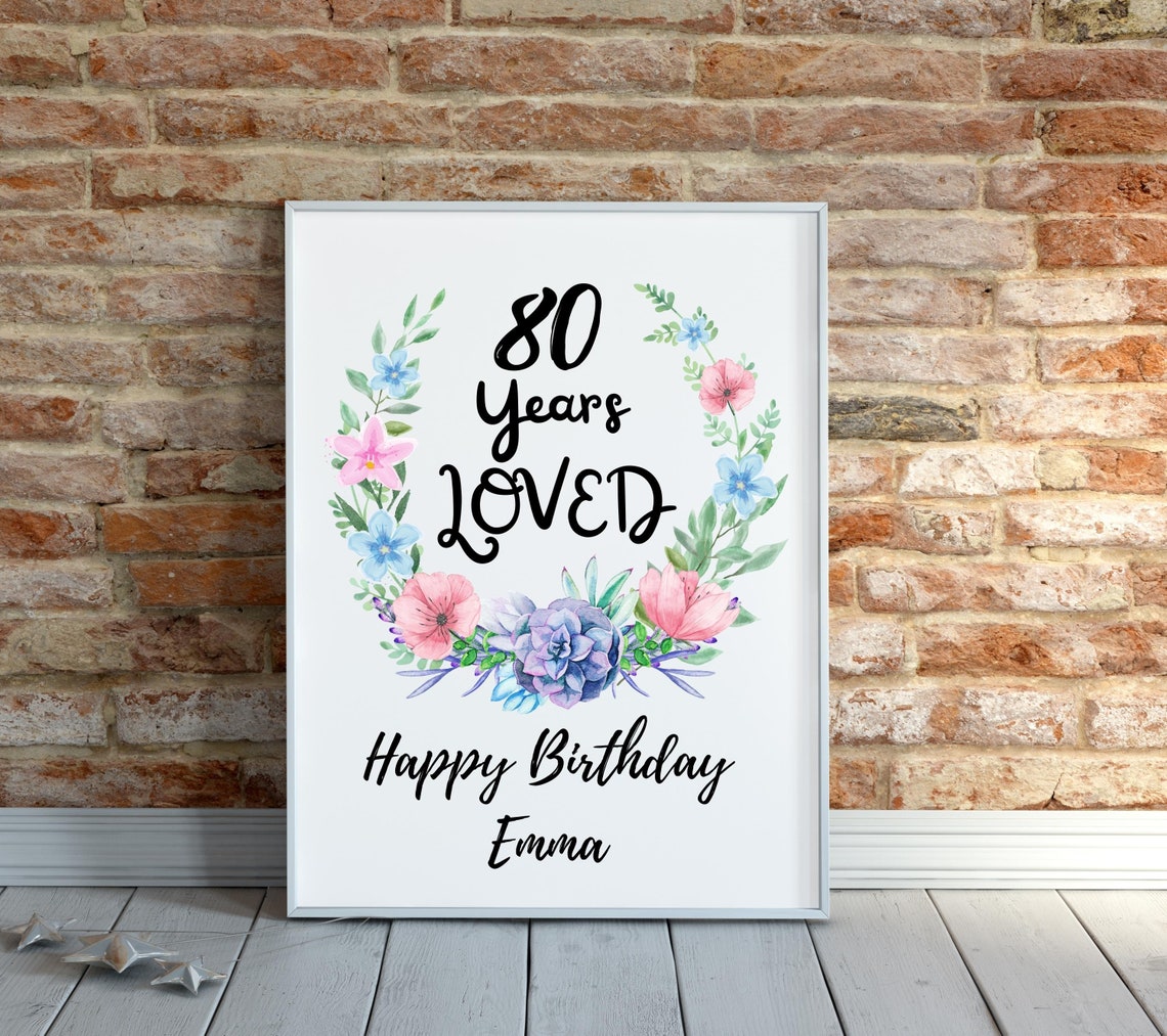 80th Birthday Decorations Sign, 80 Years Loved Sign, Custom Birthday ...