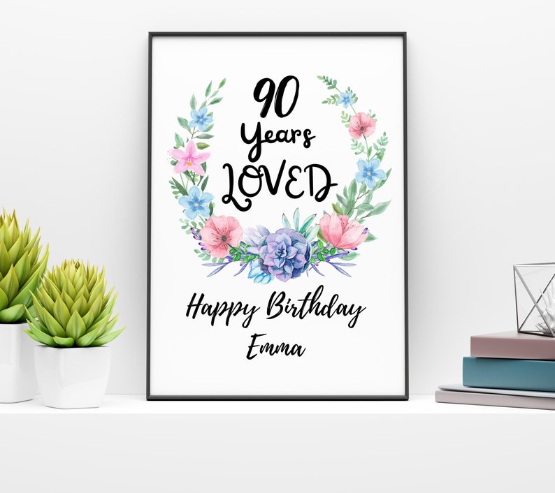 90th Birthday Decorations Sign, 90 Years Loved Sign, Custom Birthday ...