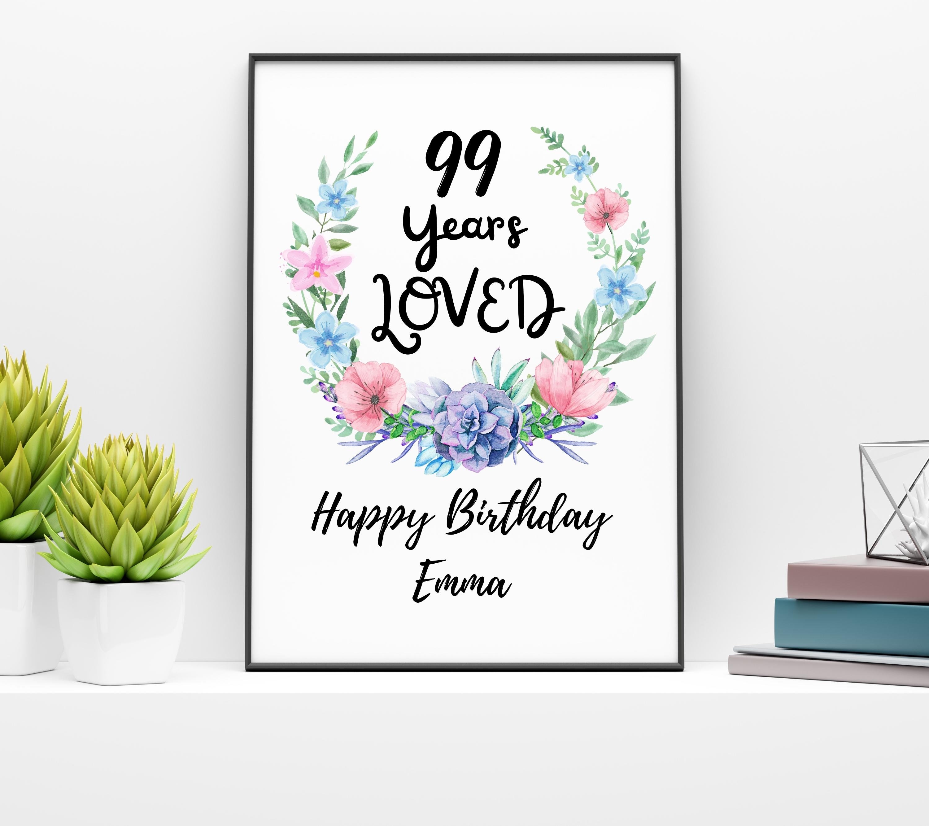 99th Birthday Decorations Sign, 99 Years Loved Sign, Custom Birthday ...