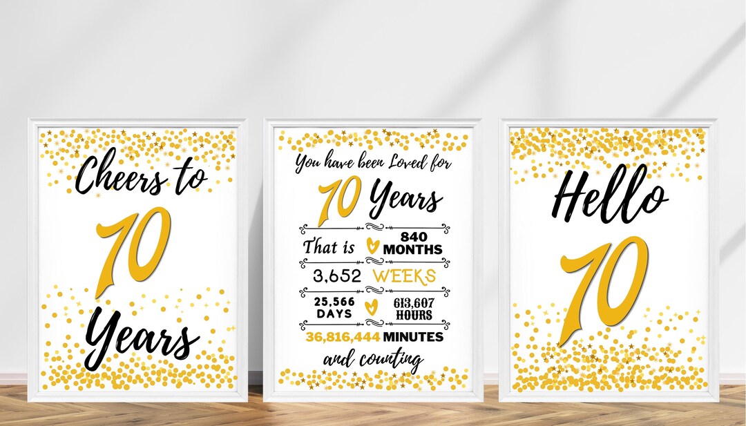 70th Birthday Signs Bundle, Happy 70th Birthday Sign, Cheers to 70 ...