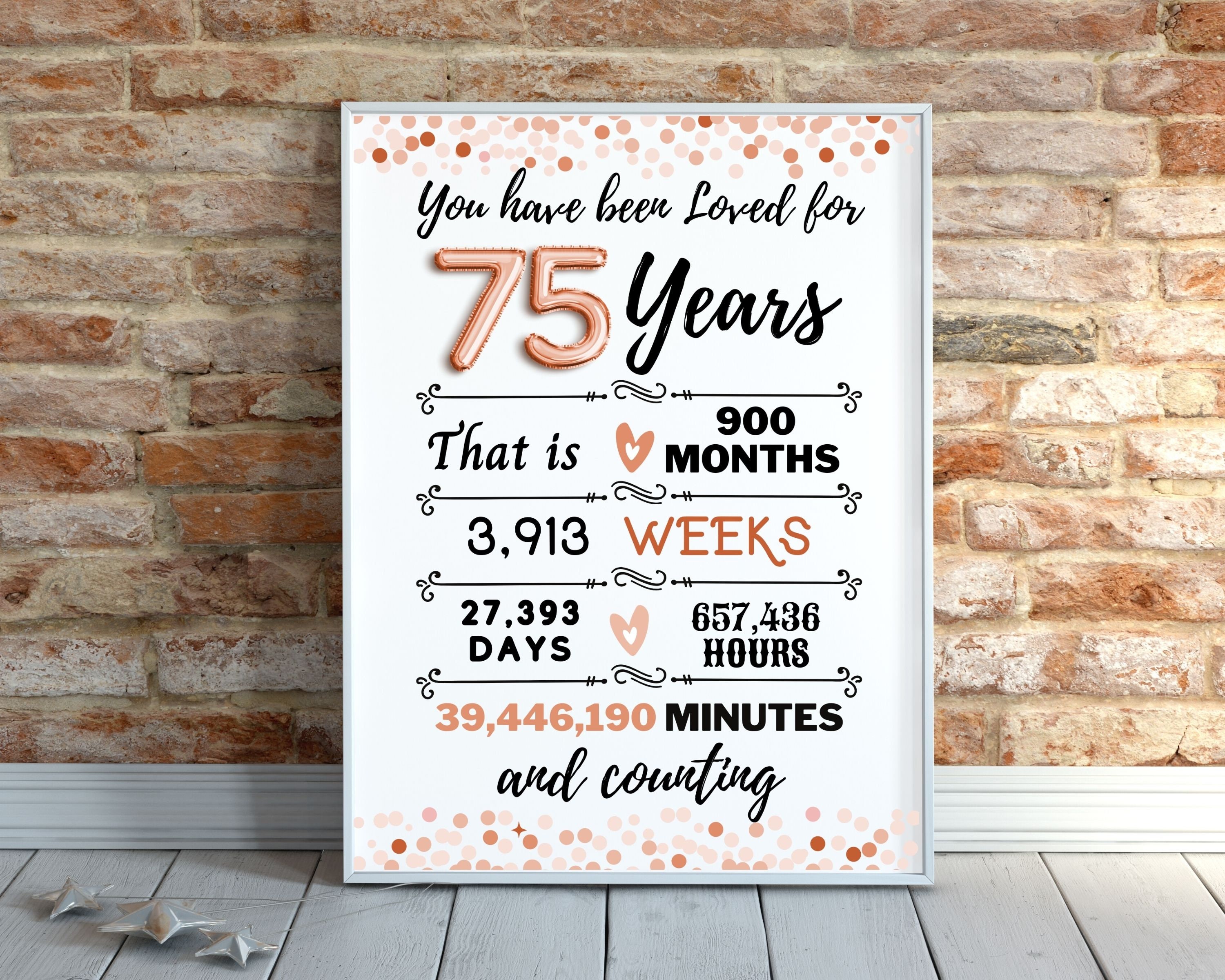 75th Birthday Sign Rose Gold 75th Birthday Sign Cheers to 75 - Etsy