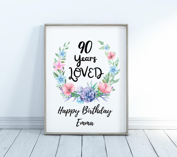 90th Birthday Decorations Sign 90 Years Loved Sign Custom | Etsy