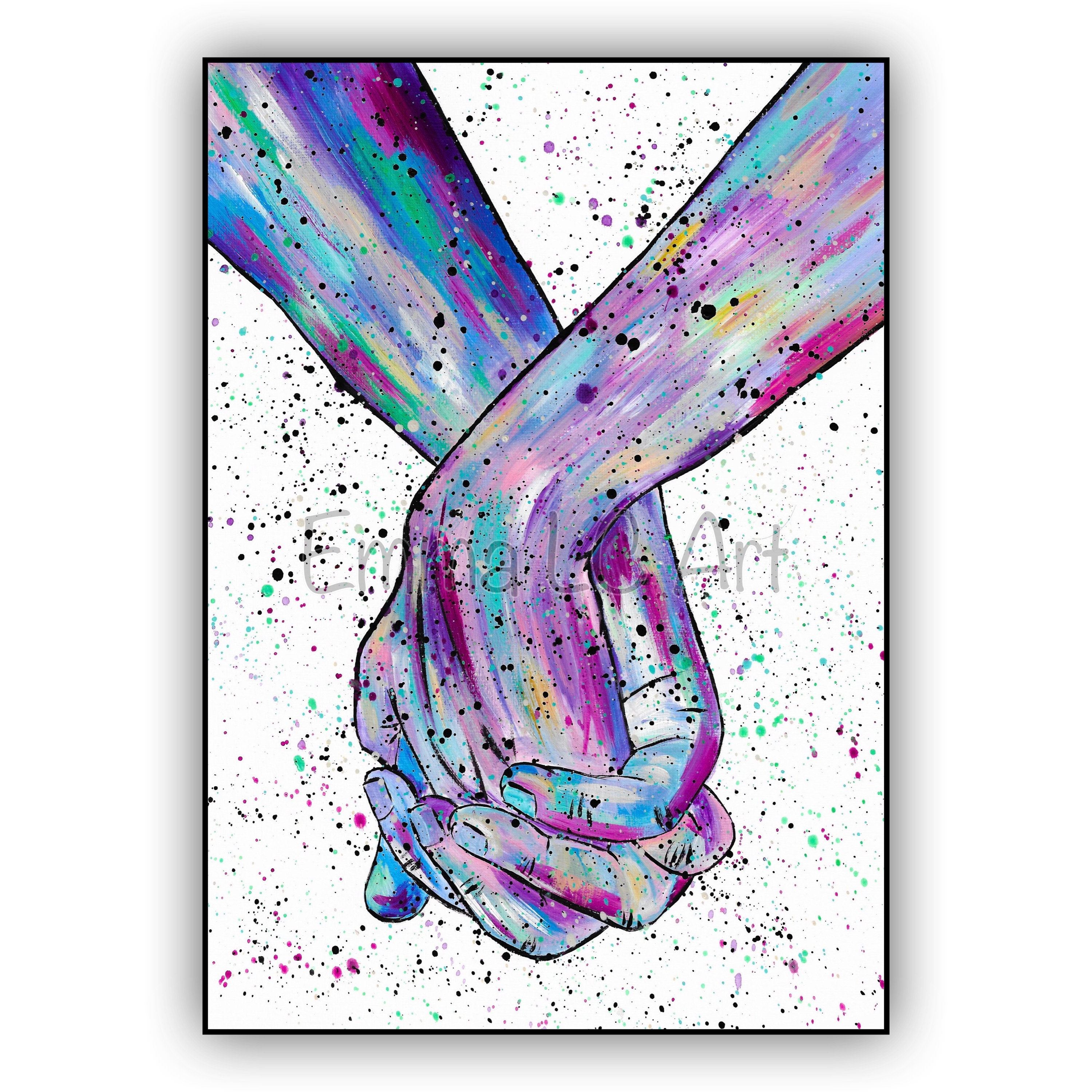 Art Print Holding Hands From an Original Acrylic Painting | Etsy
