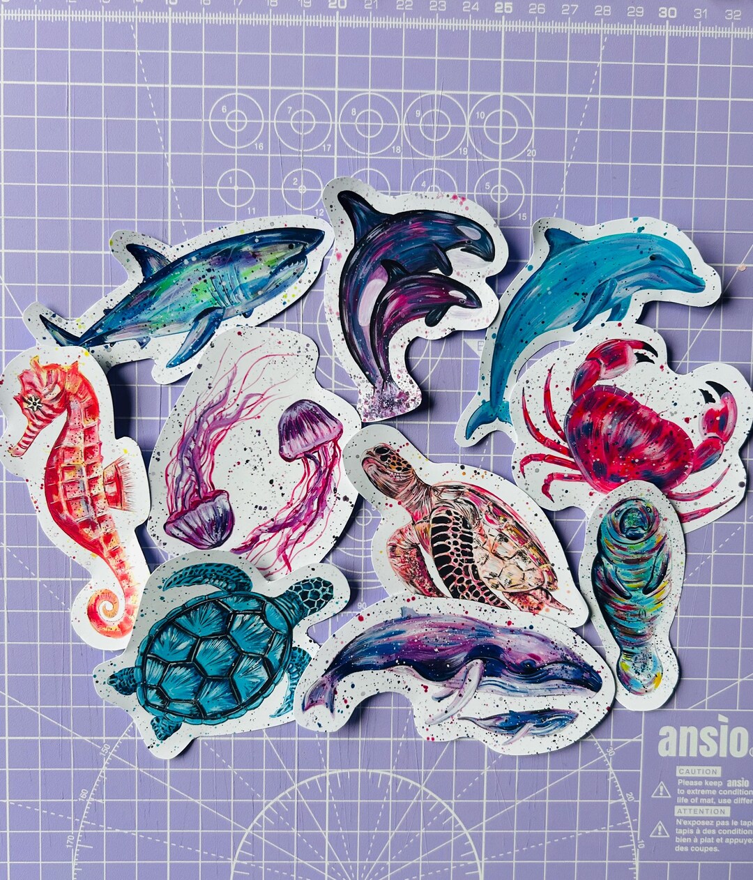 Sea Life Sticker Pack, 10 Designs, Animal Stickers, Marine Life, Decal ...