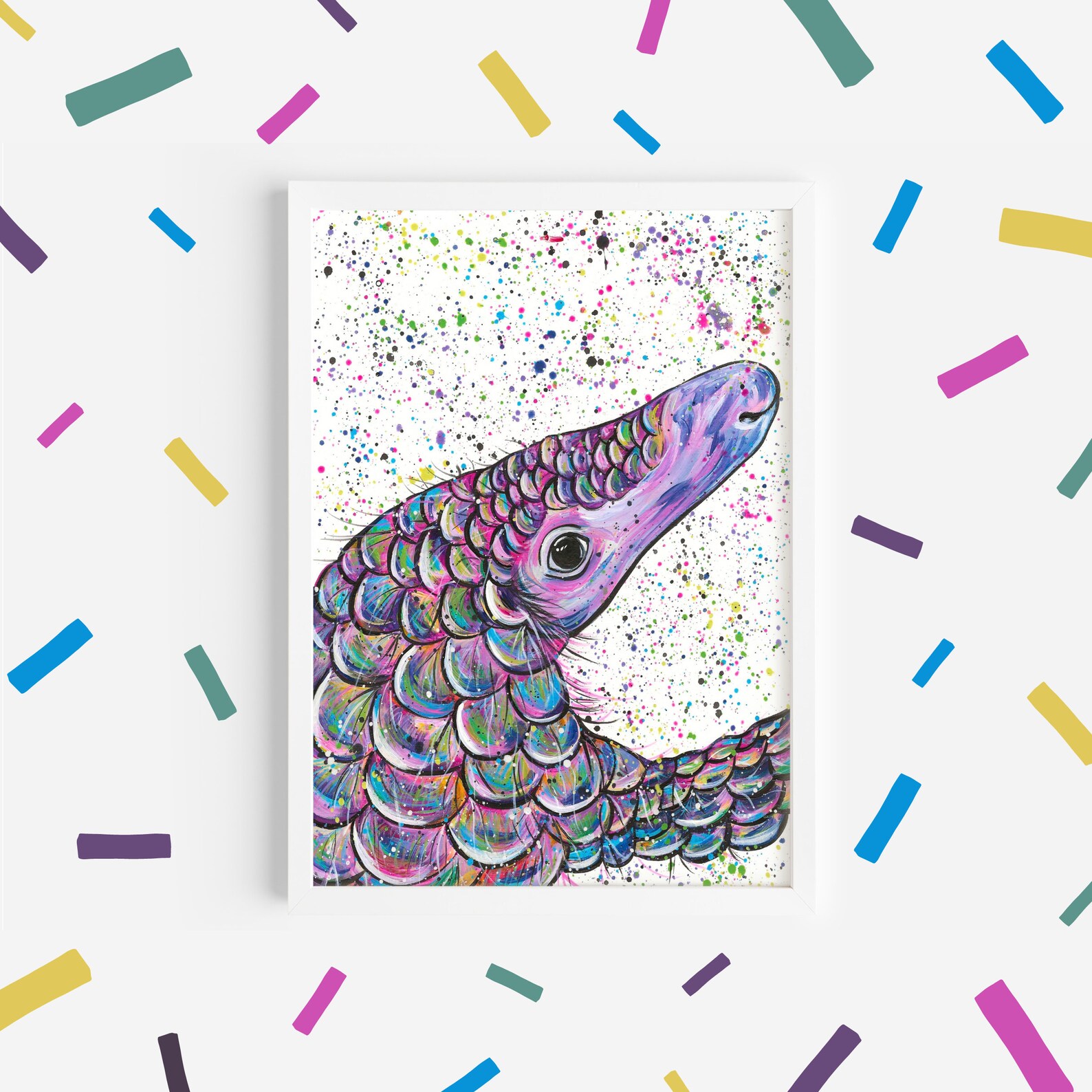 Pangolin Art Print penelope Animal Painting Colourful Wall - Etsy