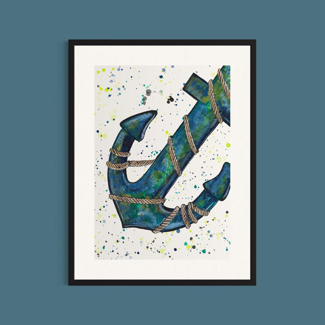 Ships Anchor Art Print, Anchor Rope, Beach Decor, Bathroom Coastal ...