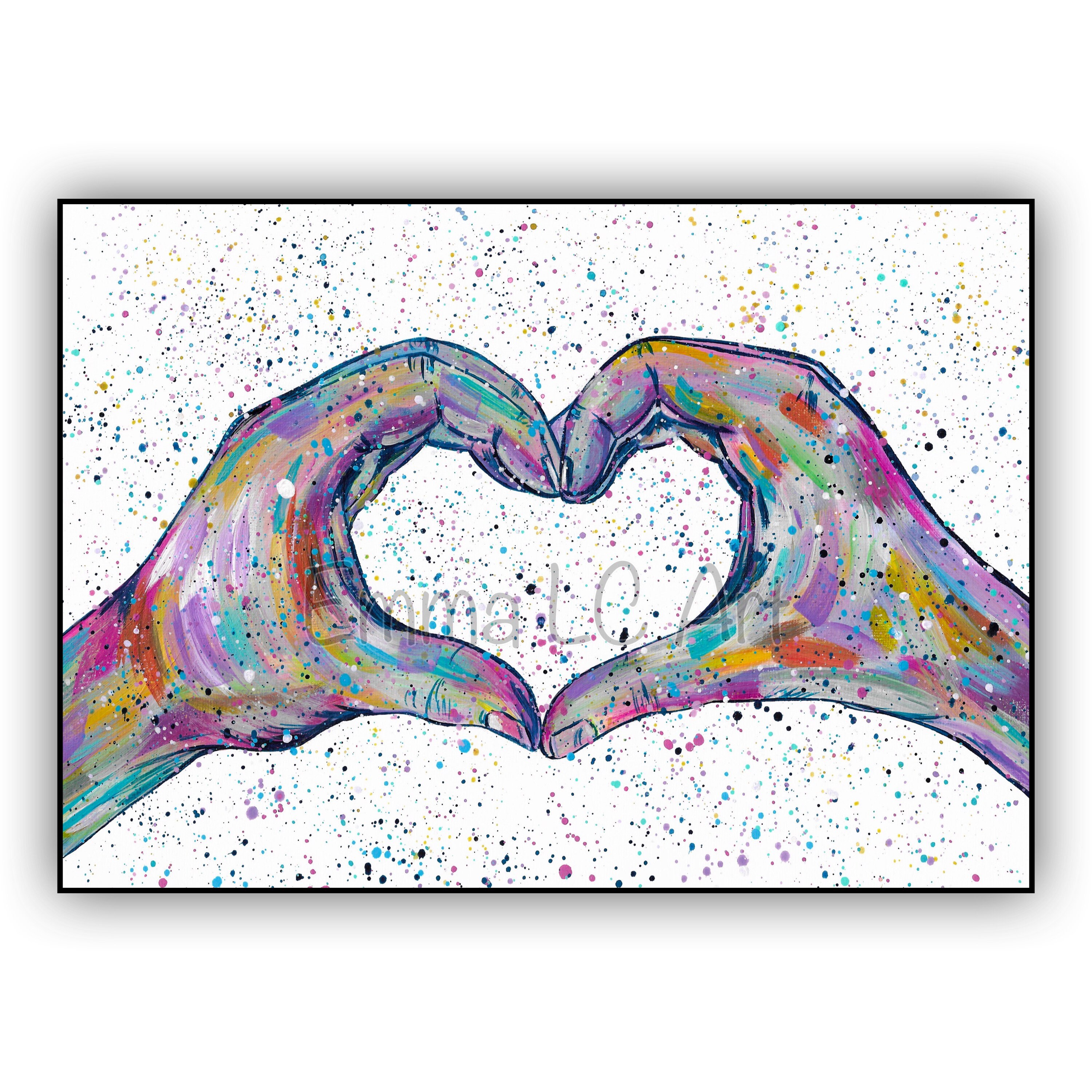 Love Heart Art Print ‘Love Heart Hands’, Original Design by Emma LC ...