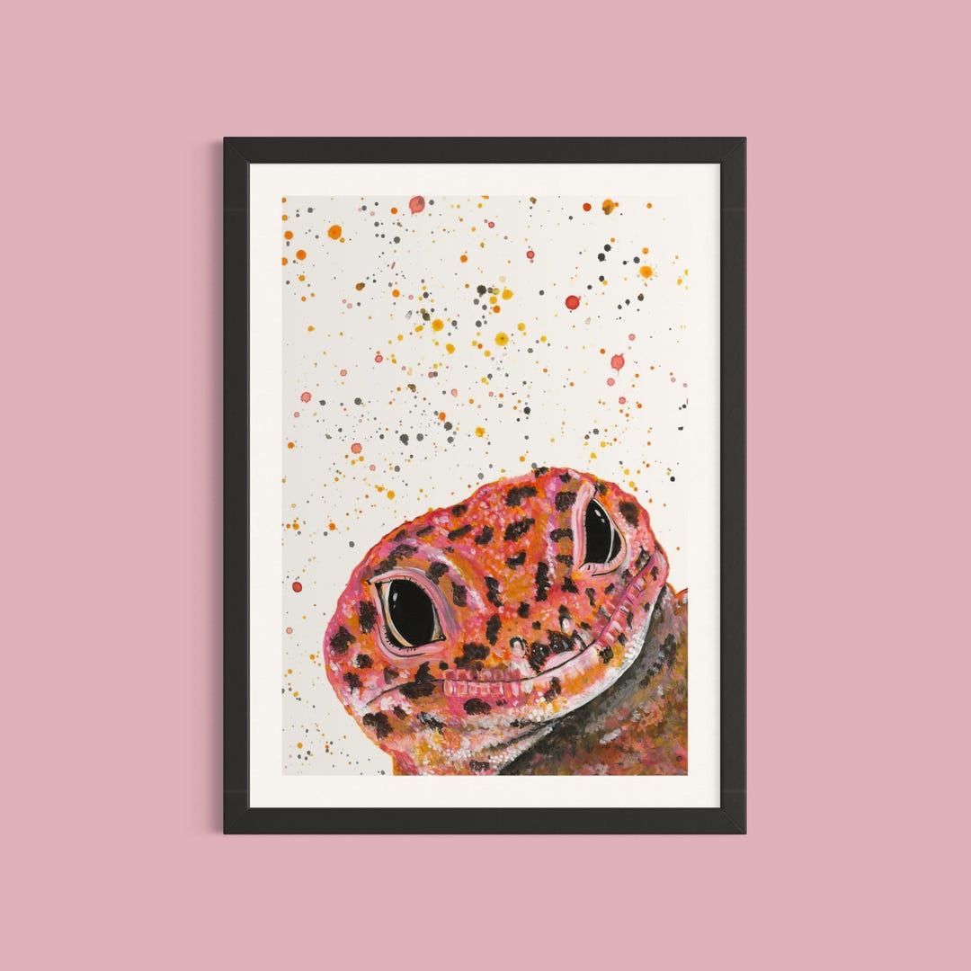 Leopard Gecko Art Print ‘leo’, Gecko Picture, Wall Art, Handpainted ...