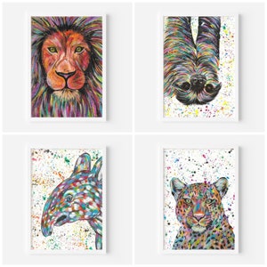 Rainbow Animal Prints, Jungle Art, Safari Decor, Nursery Prints ...