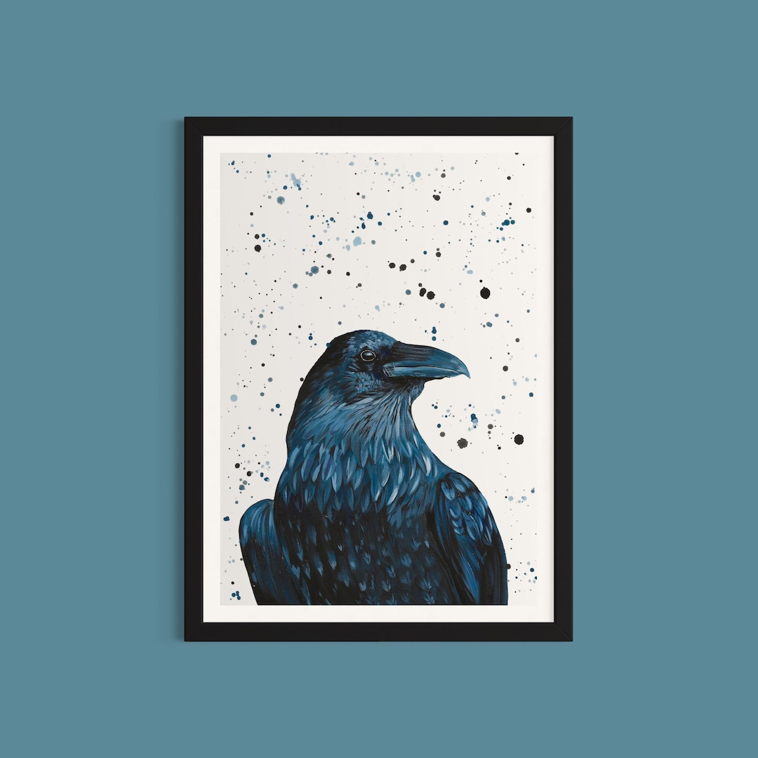 Raven Art Print: Colorful Bird Painting, Gothic Wall Decor - Etsy