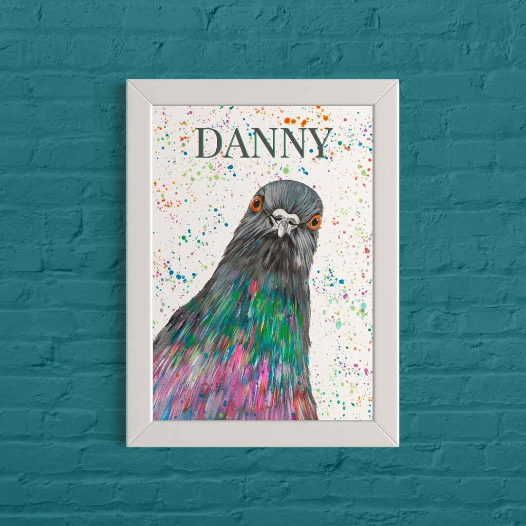 Personalised Pigeon Art Print, Custom Name Sign, Bird Portrait ...