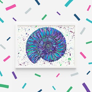 Ammonite Art Print, Ammonite Painting, Fossil Pictures, Wall Art, Home ...