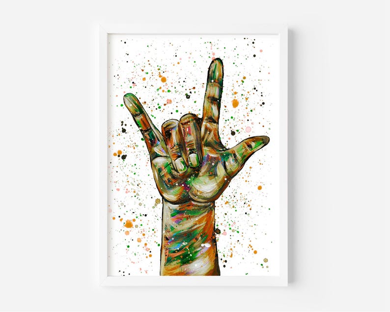 I Love You Sign Language Art Print: BSL ASL Acrylic Painting - Etsy UK