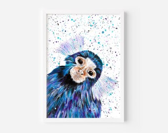 Lemur Painting Print Portrait Animal Zoo Monkey Black and - Etsy
