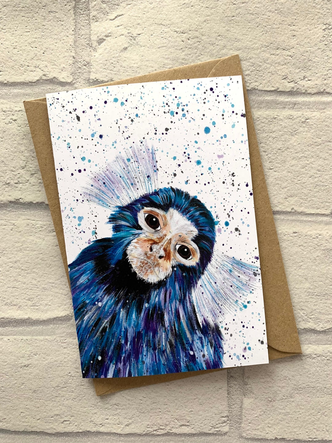 Marmoset Monkey Greeting Card ricky, A6 10x15cm Blank Card, Primate ...