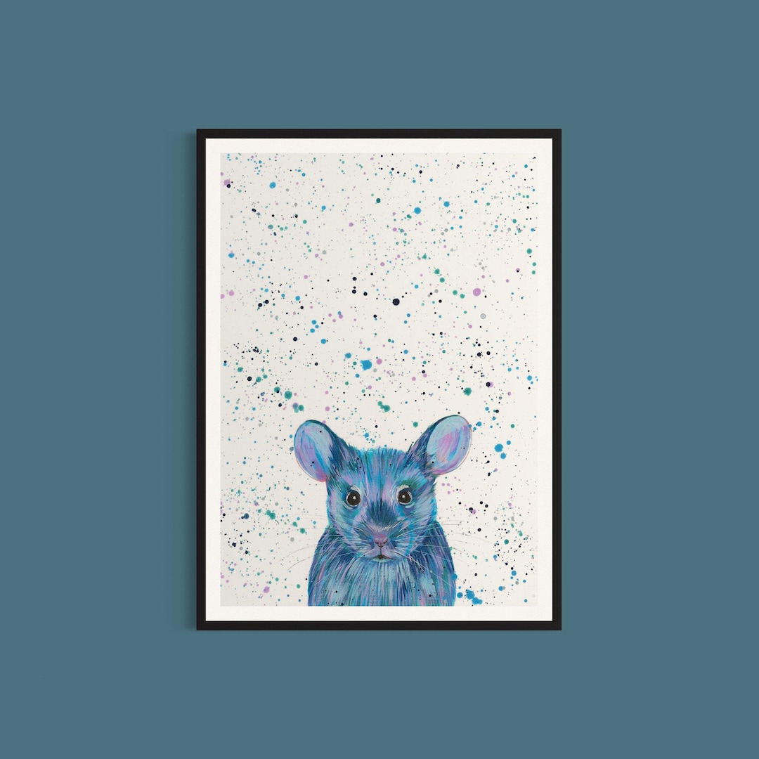 Little Mouse Art Print ‘susie’, Cute Blue Mouse Painting, British ...