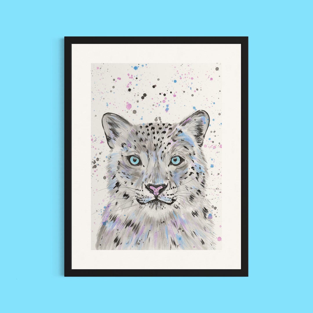 Snow Leopard Art Print ‘nix’, Big Cat Art, Wild Animal Painting ...