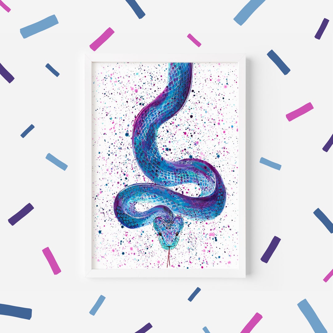 Snake Art Print dora Serpentine Painting Reptile Art - Etsy