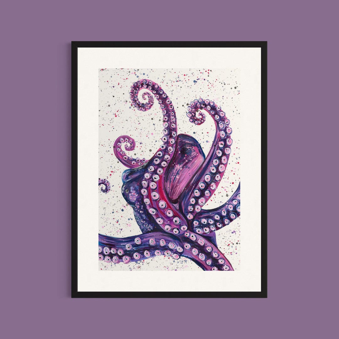 Octopus Art Print ‘lucille’, Sea Life Pictures, Wildlife Poster, Marine ...