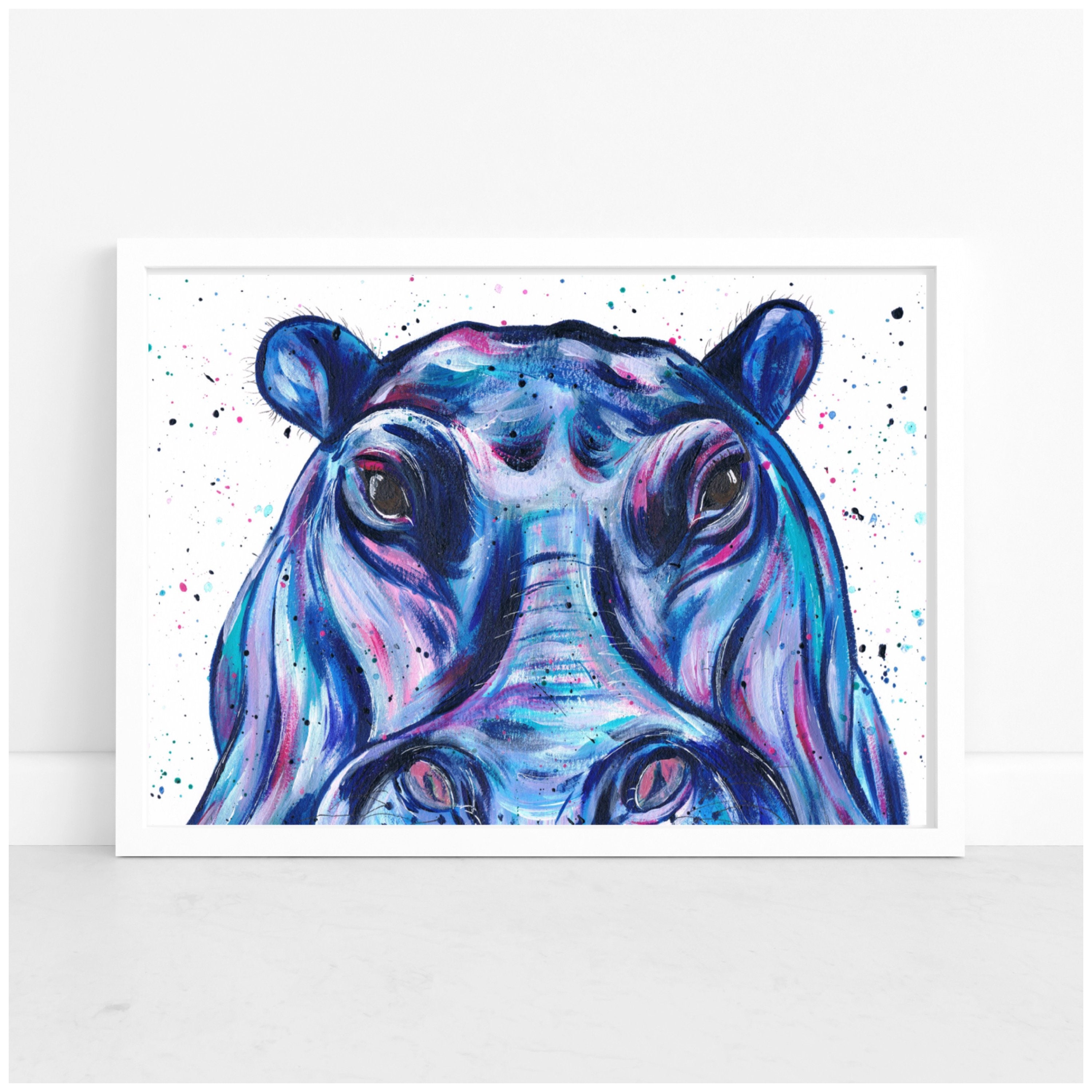 , Original Hippopotamus art Hippo painting 40x50 cm South African ...