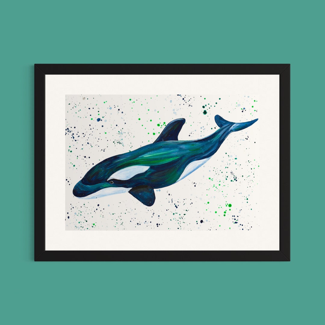 Killer Whale Art Print, Orca Whale Painting, Sea Life Pictures, Whale ...