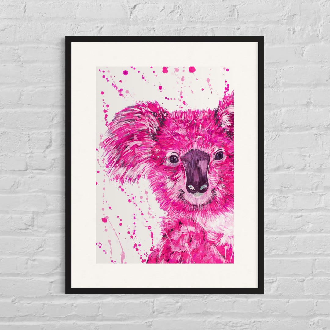 Pink Koala PRINTABLE ART Downloadable Art Print, Colourful Animal ...